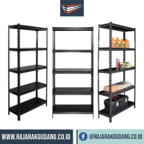 Rak Besi 5 Tingkat Hitam – Tactix – Kekuatan 200Kg/Level - RAK GUDANG ...