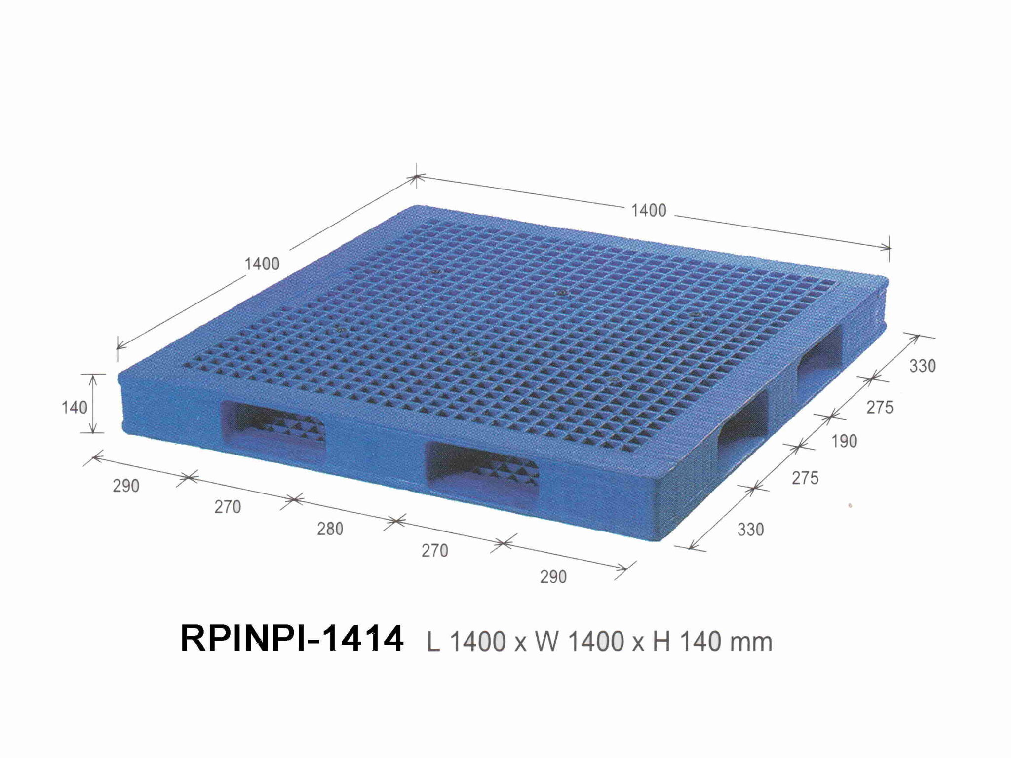 PALLET PLASTIK RABBIT NPI-1414 UKURAN 140x140x14 CM